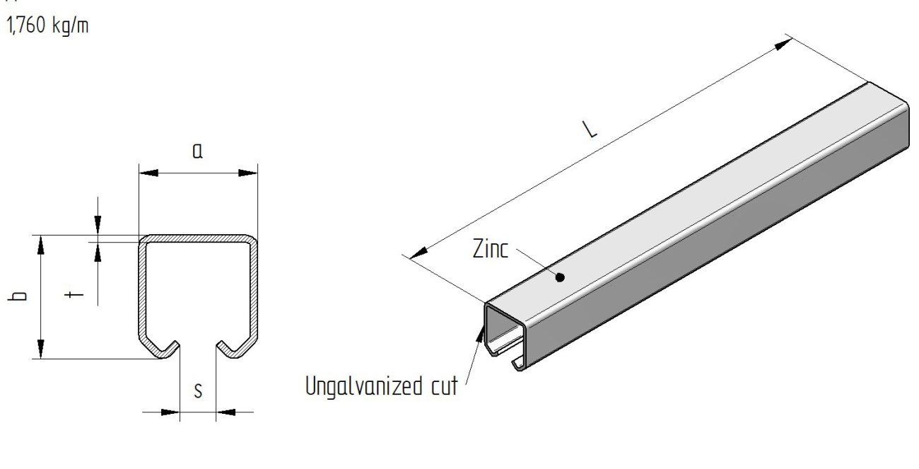PROFIL ZA SAMONOSIVA KLIZNA VRATA 33X34X2MM – MetalMarkt
